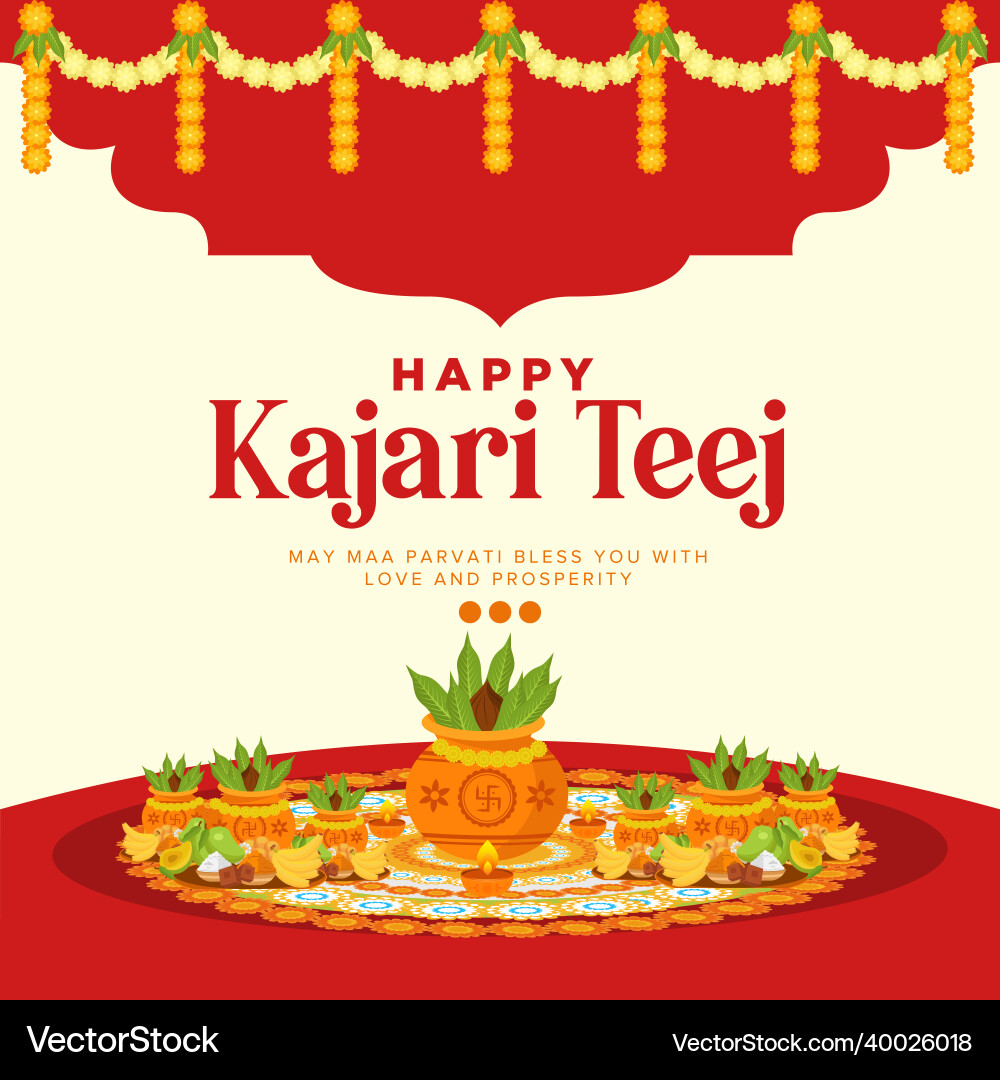 Happy kajari teej banner design Royalty Free Vector Image