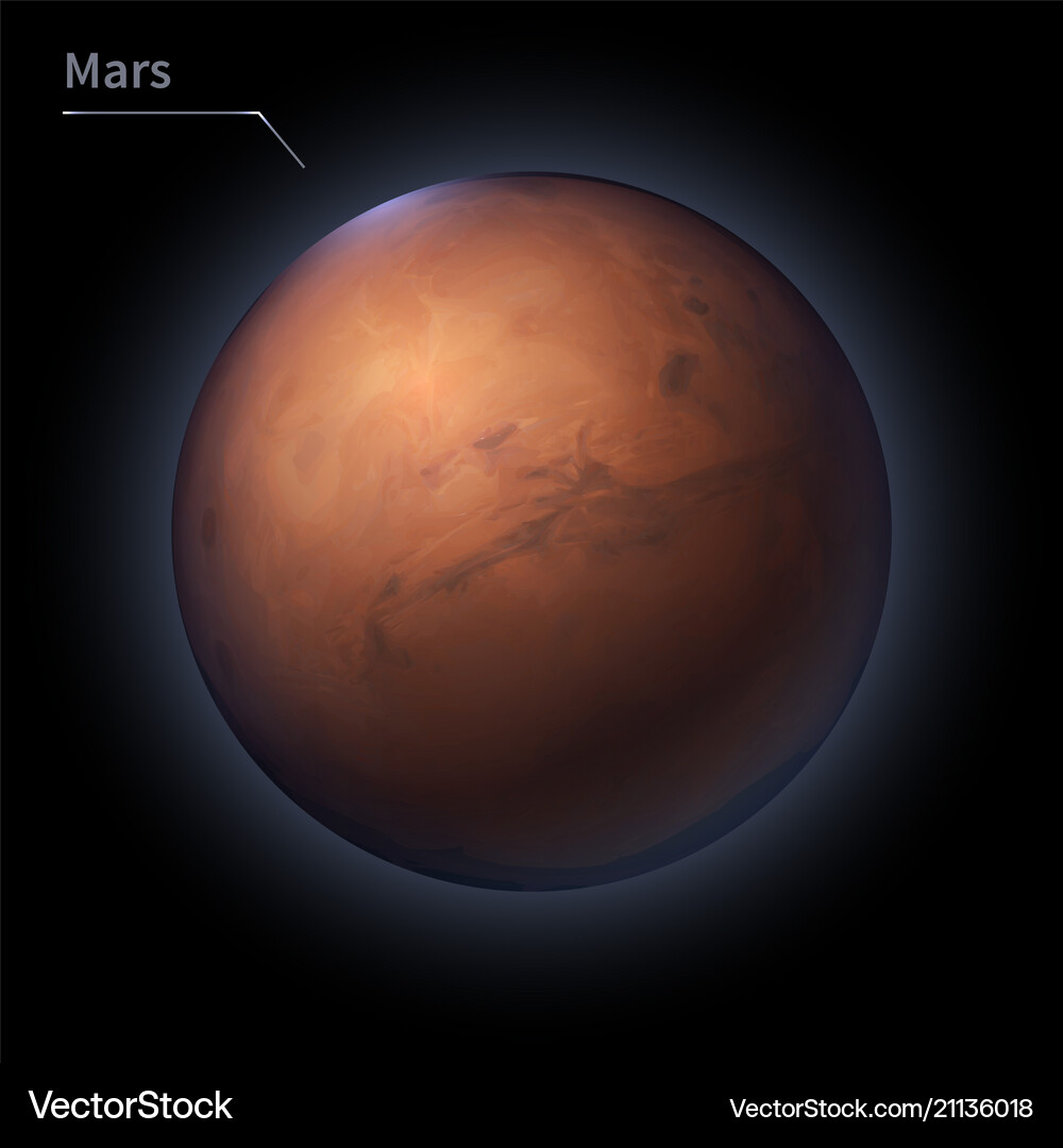 Mars realistic planet is isolated on the cosmic Vector Image