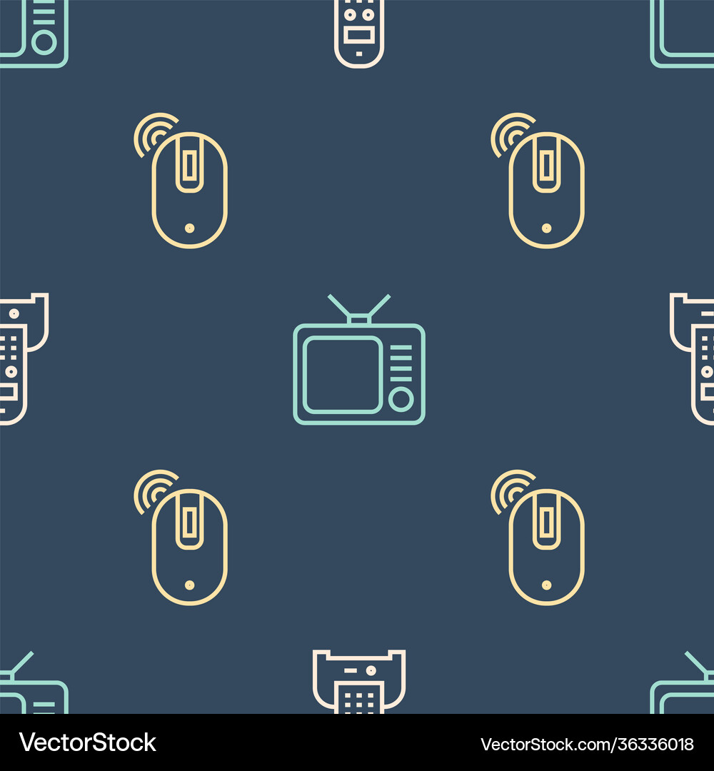 Set line telephone wireless computer mouse Vector Image