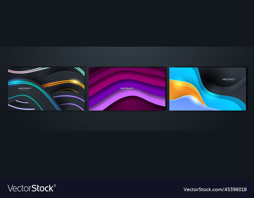 Set of gradient flowing geometric pattern Vector Image