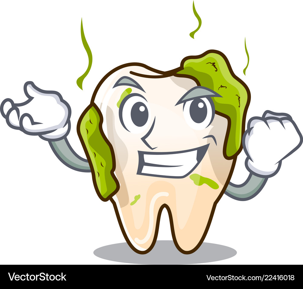 Successful cartoon unhealthy decayed teeth in Vector Image