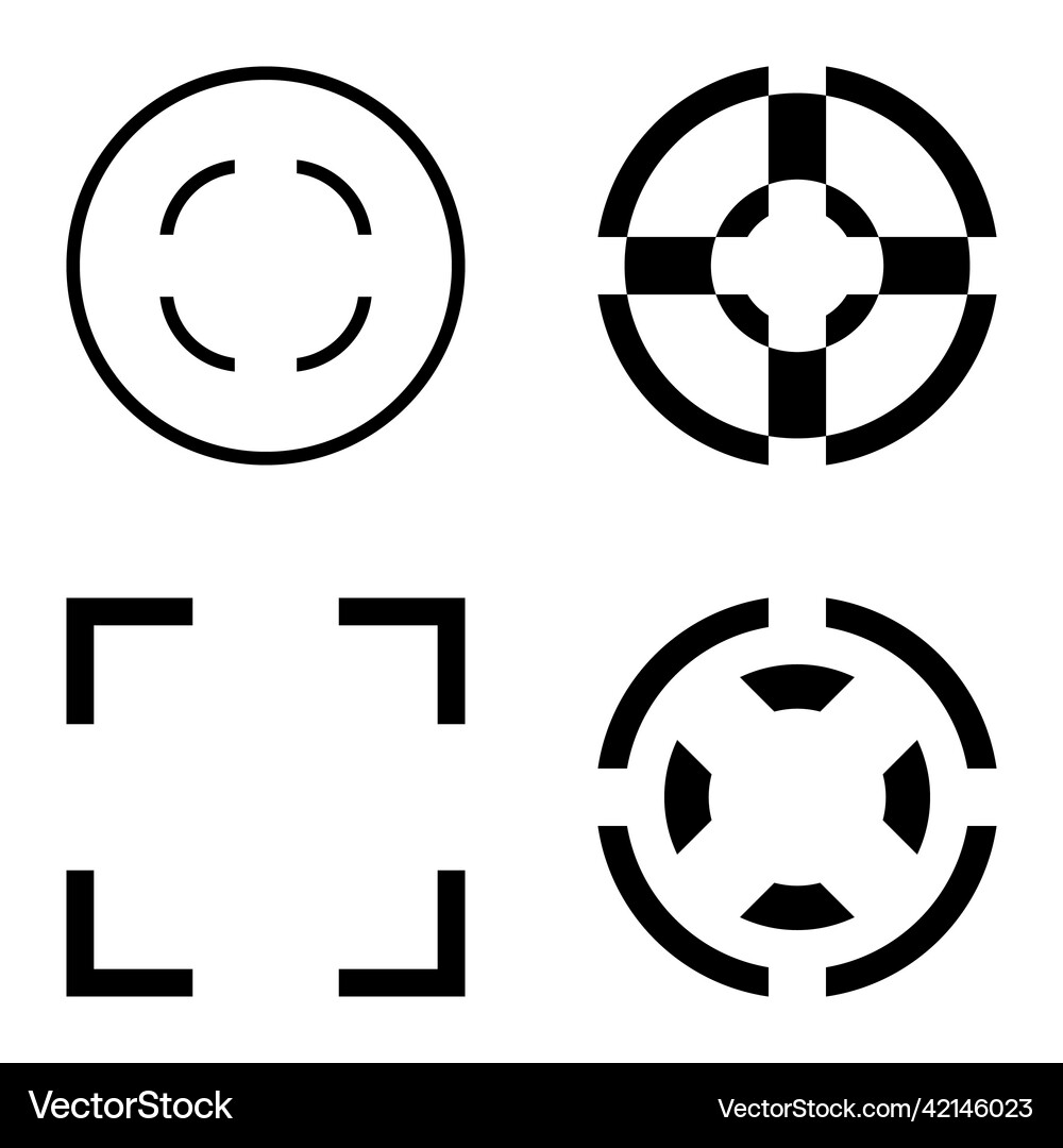 Crosshairs2 flat icon set isolated on white Vector Image