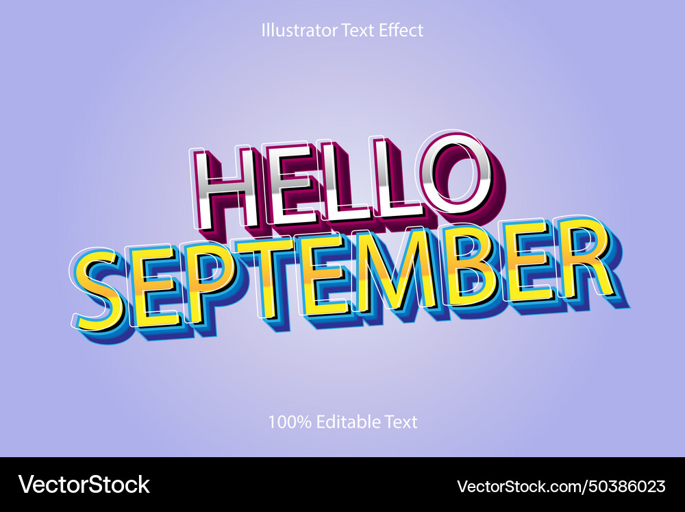 Hello september with modern game cartoon style Vector Image