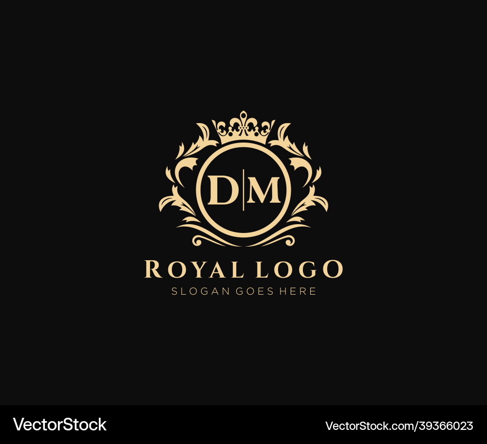 Initial dm letter luxurious brand logo template Vector Image