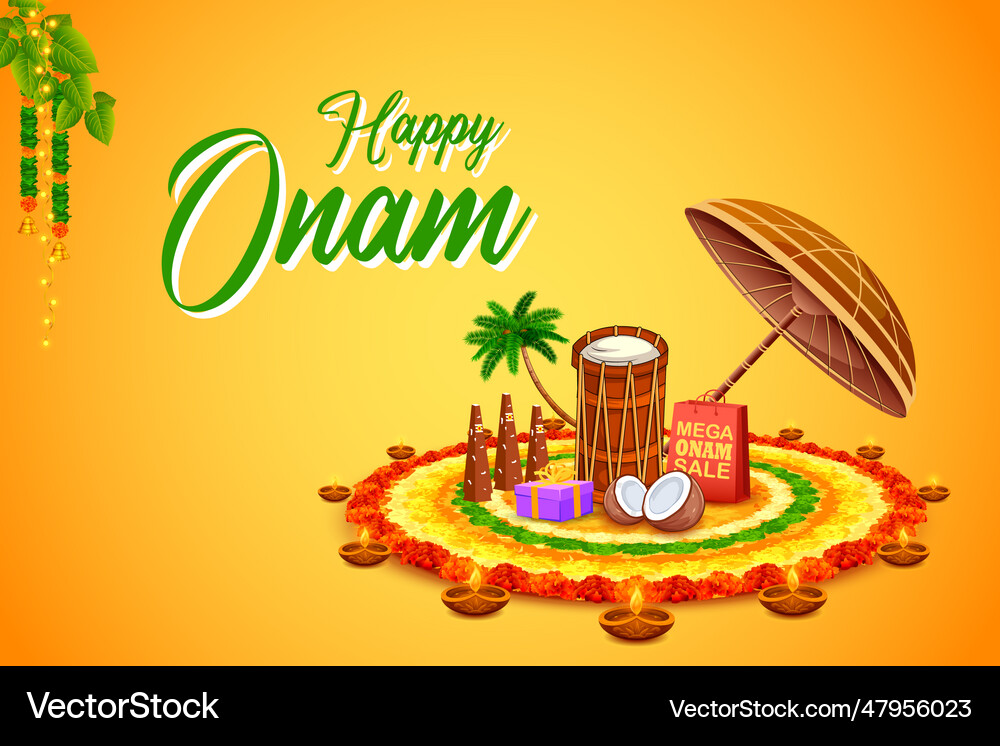 Onam celebration background for happy onam Vector Image