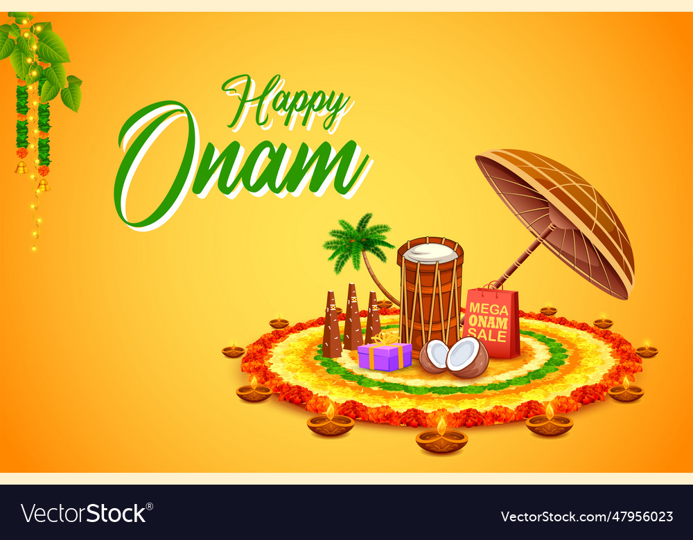 Onam celebration background for happy Royalty Free Vector