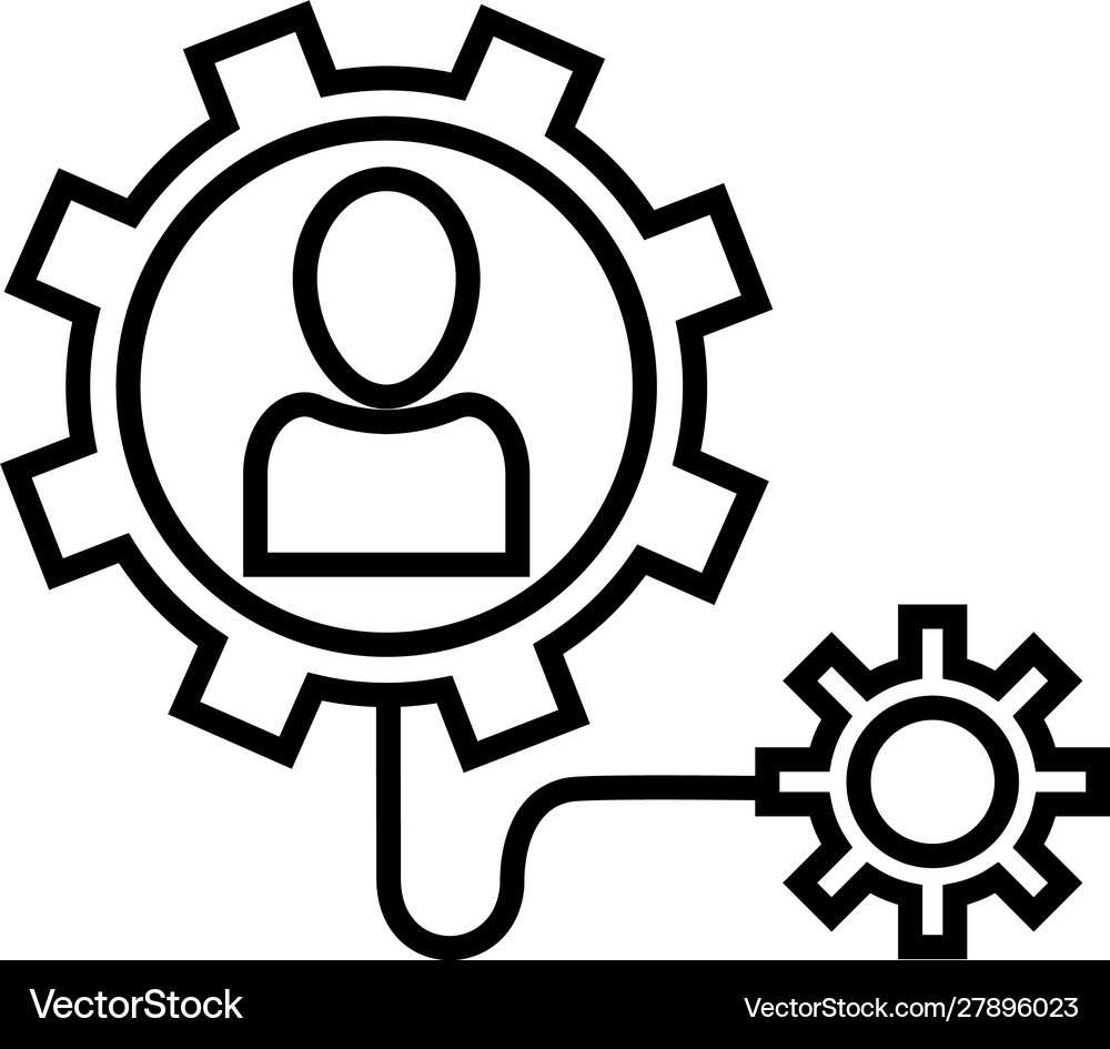 People gears connected idea icon line style Vector Image