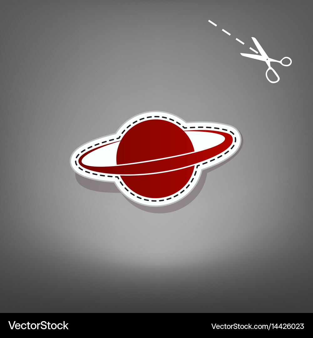 Planet in space sign red icon with for Royalty Free Vector