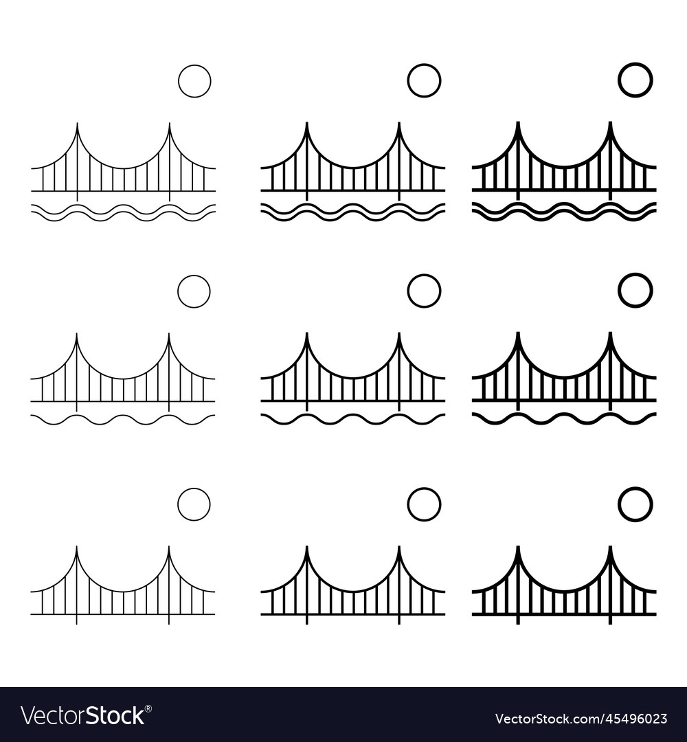 Set of silhouette bridge icon urban architecture Vector Image