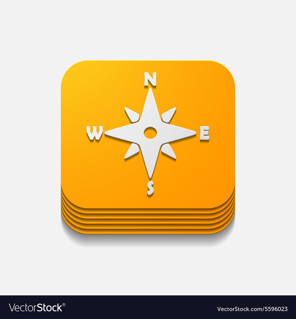 Square button compass Royalty Free Vector Image