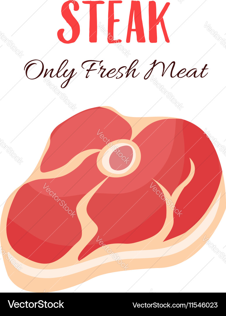 Steak in cartoon style Royalty Free Vector Image