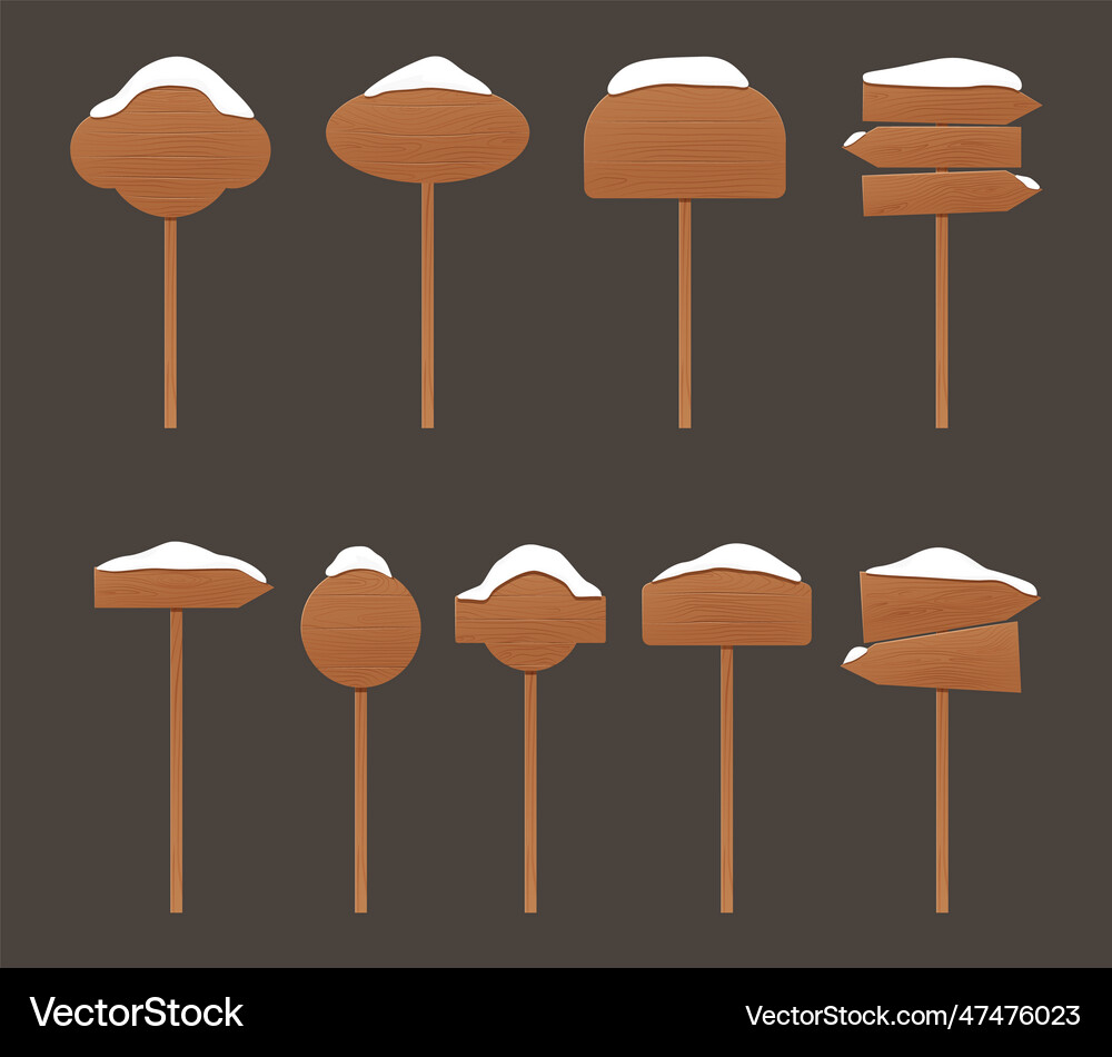 Wooden sign post with snow Royalty Free Vector Image