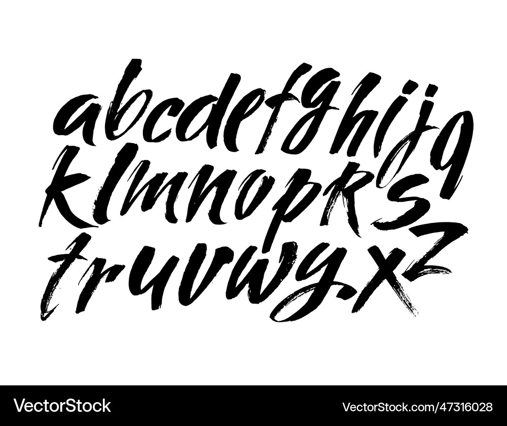 Acrylic brush style hand drawn alphabet Royalty Free Vector