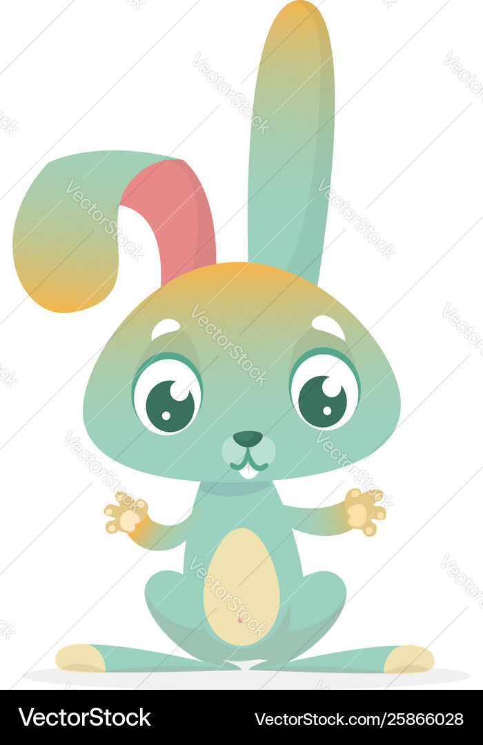 Cartoon cute rabbit with big ears Royalty Free Vector Image