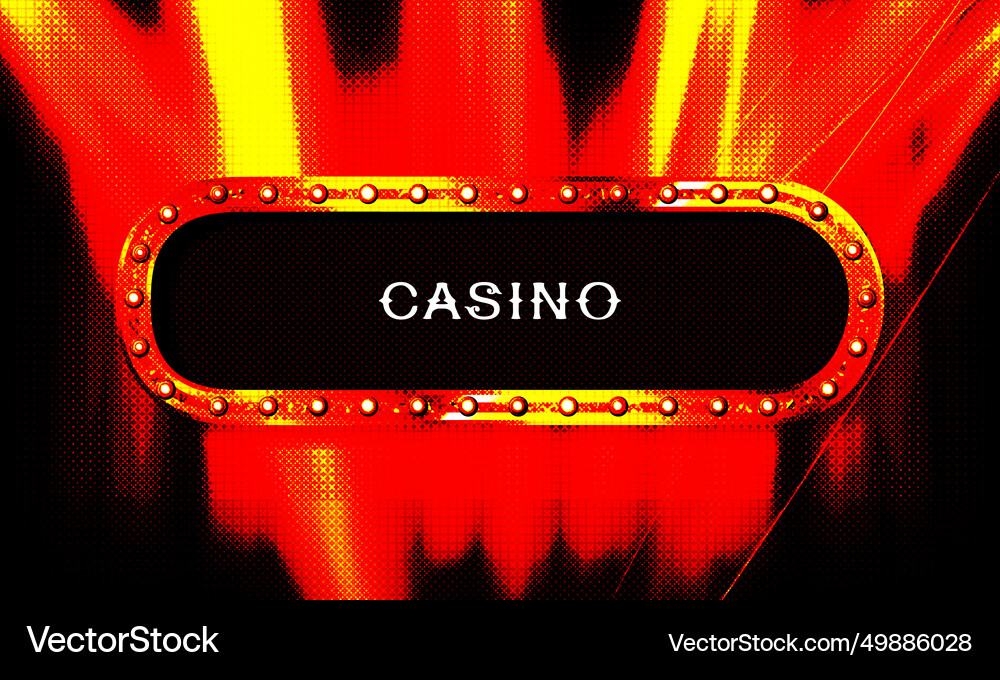 Casino frame label falling ribbons winner Vector Image