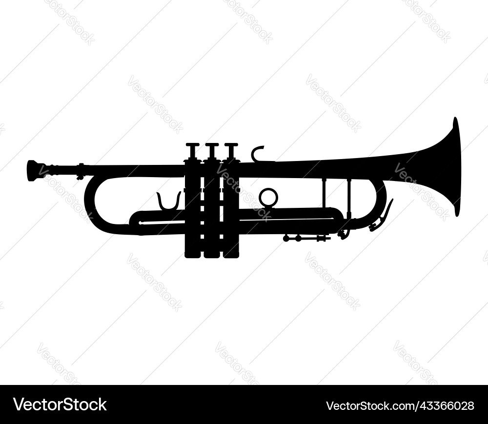 Detailed trumpet silhouette Royalty Free Vector Image