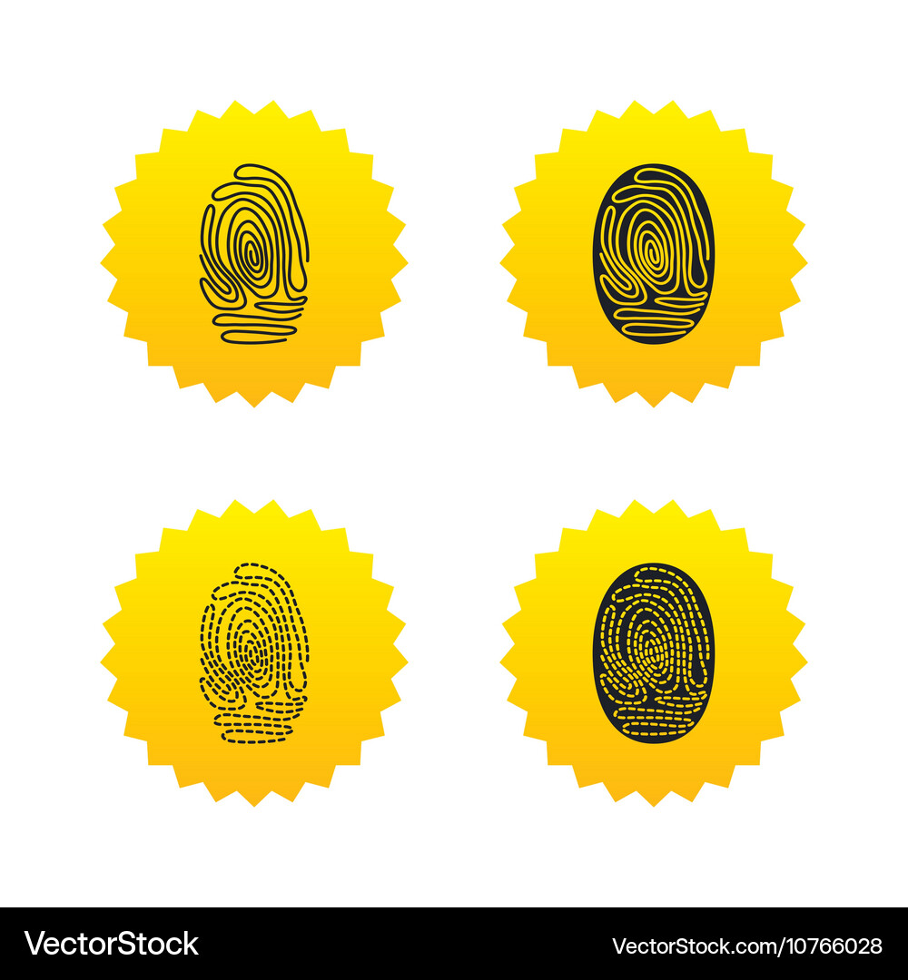 Fingerprint icons identification signs Royalty Free Vector
