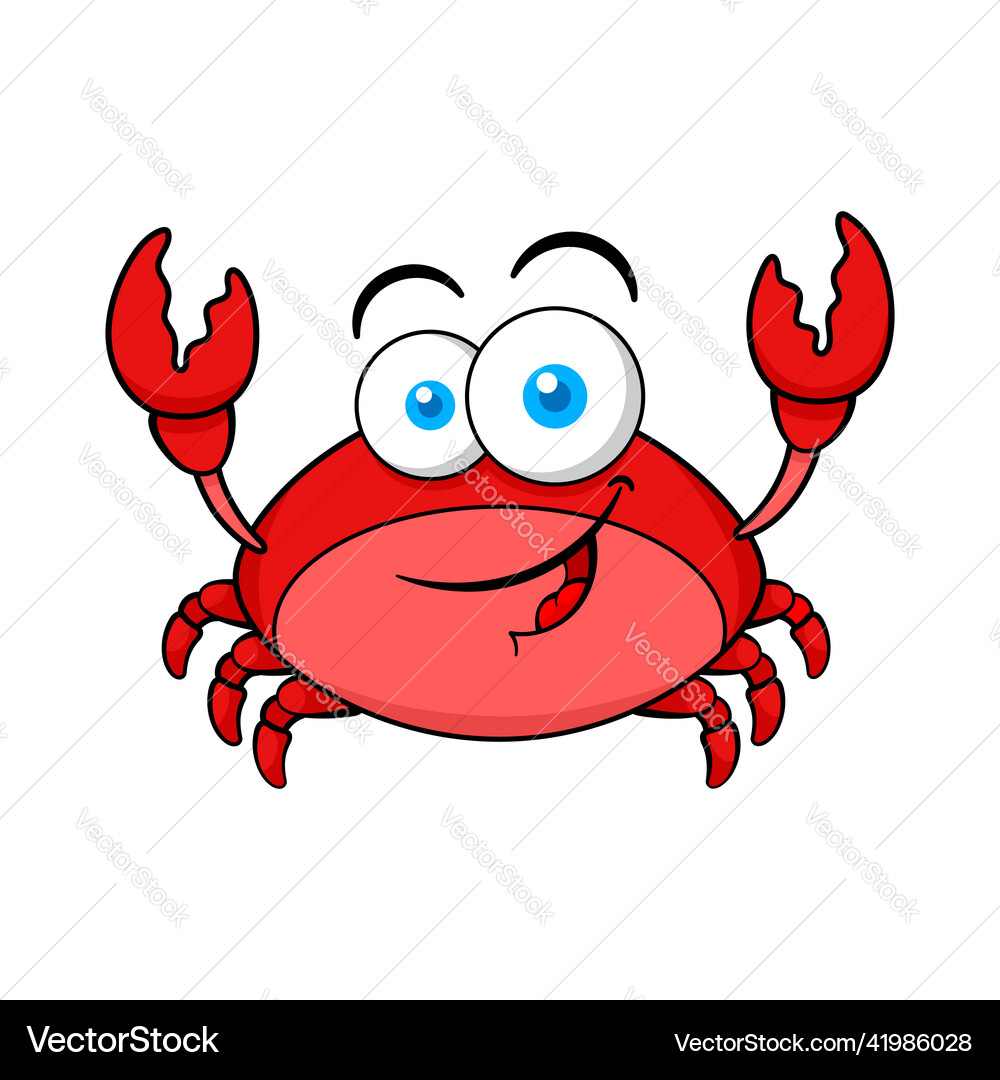 Funny red crab cartoon character Royalty Free Vector Image
