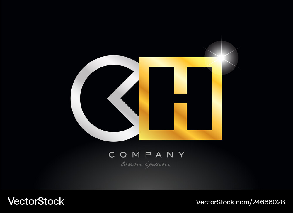 Gold silver alphabet letter ch c h combination Vector Image