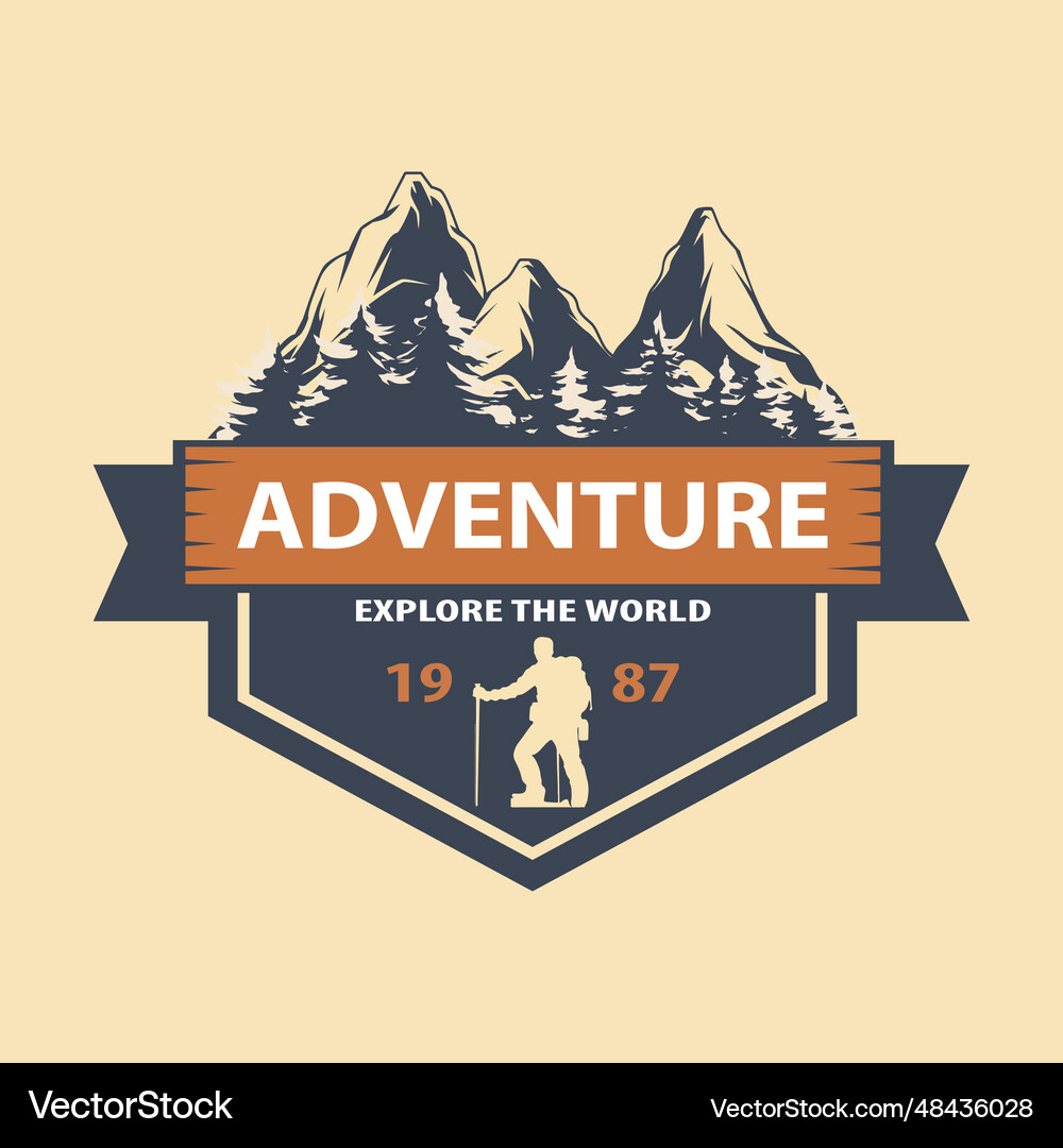Outdoor adventure logo design template Royalty Free Vector