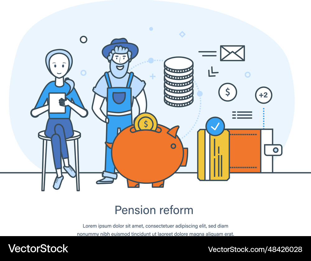 Pension reform fund program retirement investment Vector Image