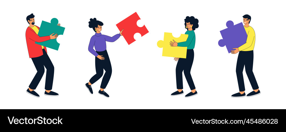 People team work business puzzles partners Vector Image