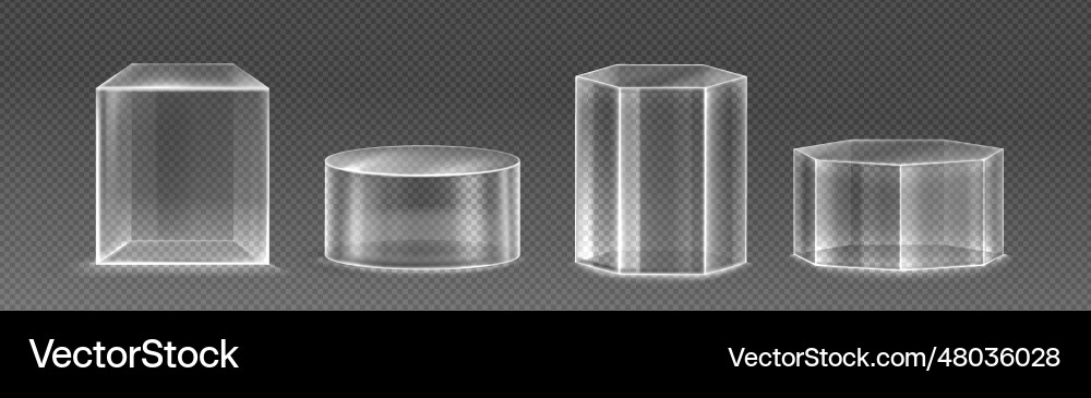 Realistic set of 3d transparent platforms Vector Image