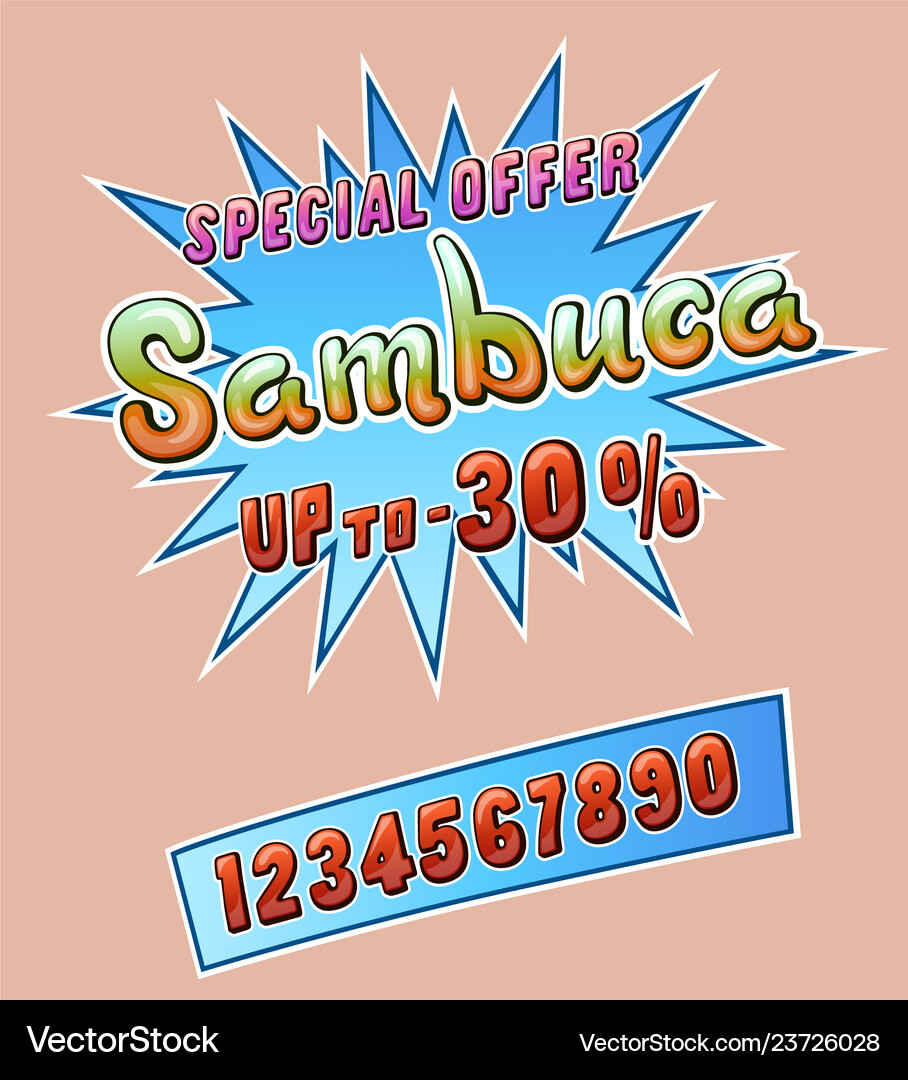 Sambuca promotional sticker Royalty Free Vector Image