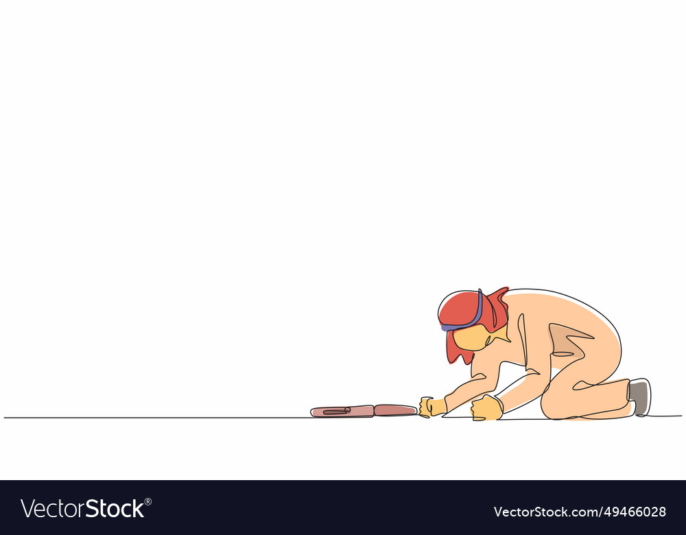 Single one line drawing depressed arab Royalty Free Vector