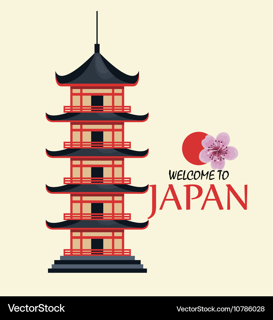Welcome japan mount fuji design Royalty Free Vector Image