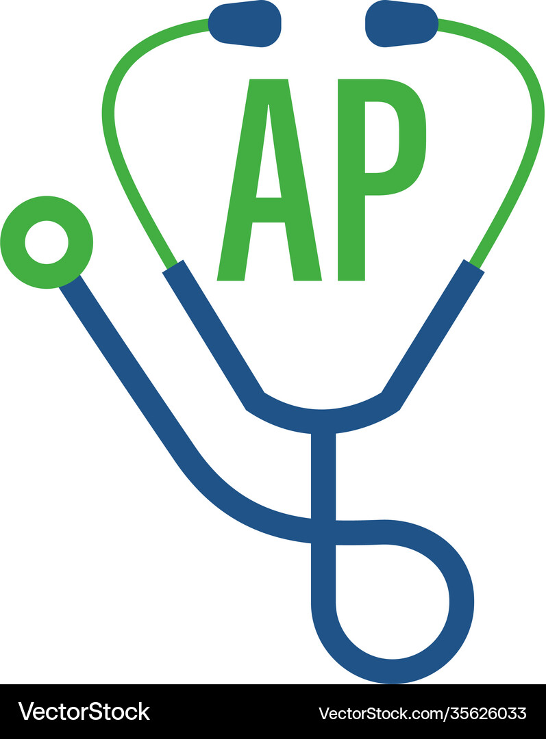 Ap letter logo design with stethoscope icon Vector Image