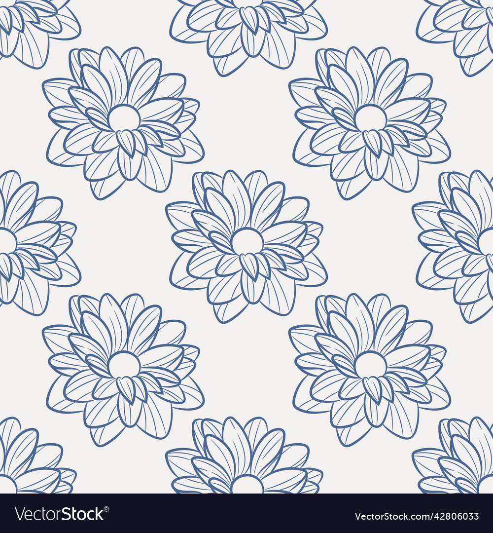 Blue floral repeat pattern with daisies Royalty Free Vector