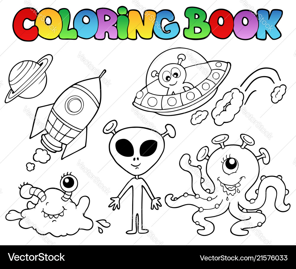 Coloring book with aliens Royalty Free Vector Image