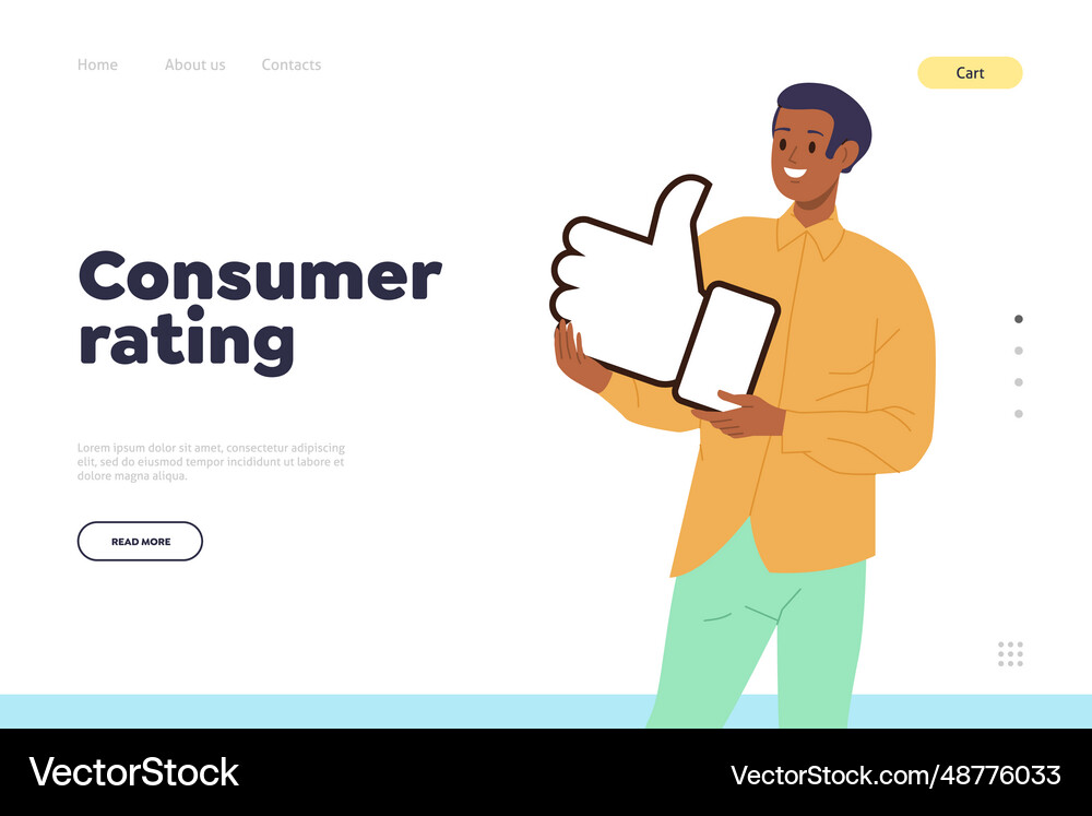 Consumer rating landing page design template Vector Image