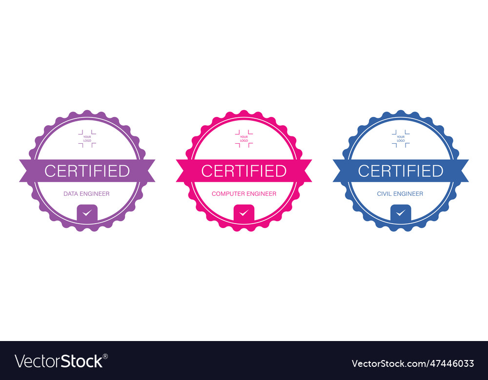 Digital badge certified information technology Vector Image