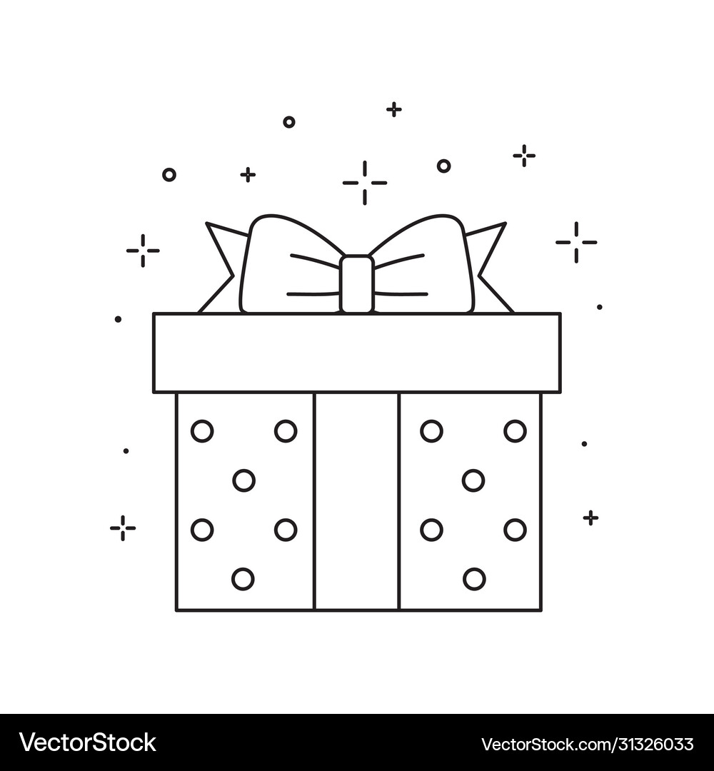 Gift box with ribbon line art icon Royalty Free Vector Image