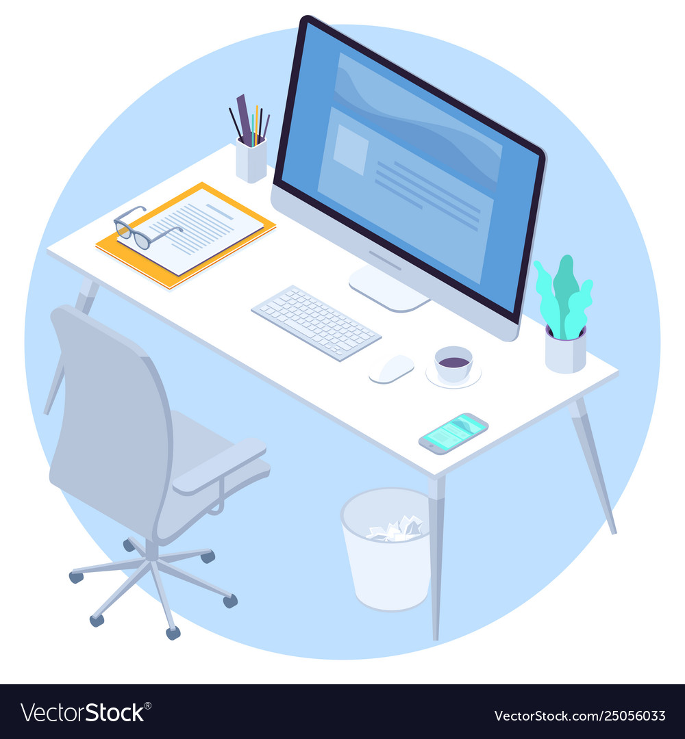 Modern office workspace Royalty Free Vector Image