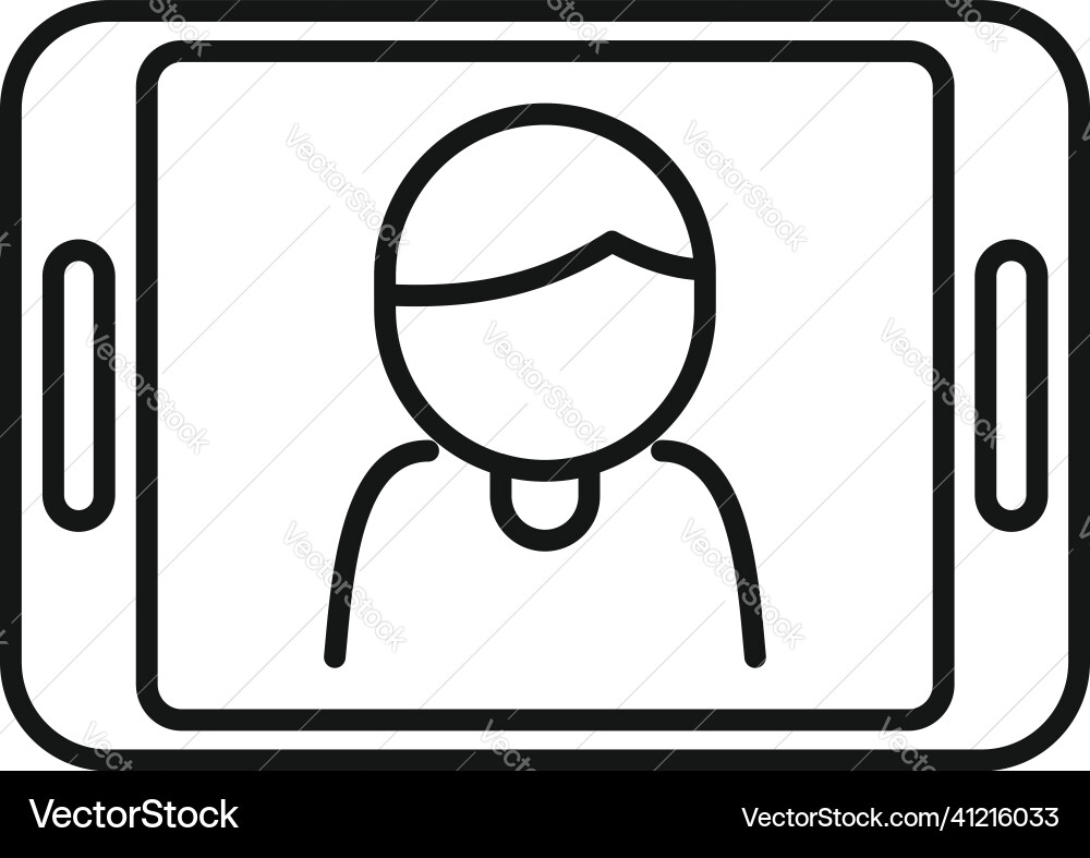 Online video call icon outline student Royalty Free Vector