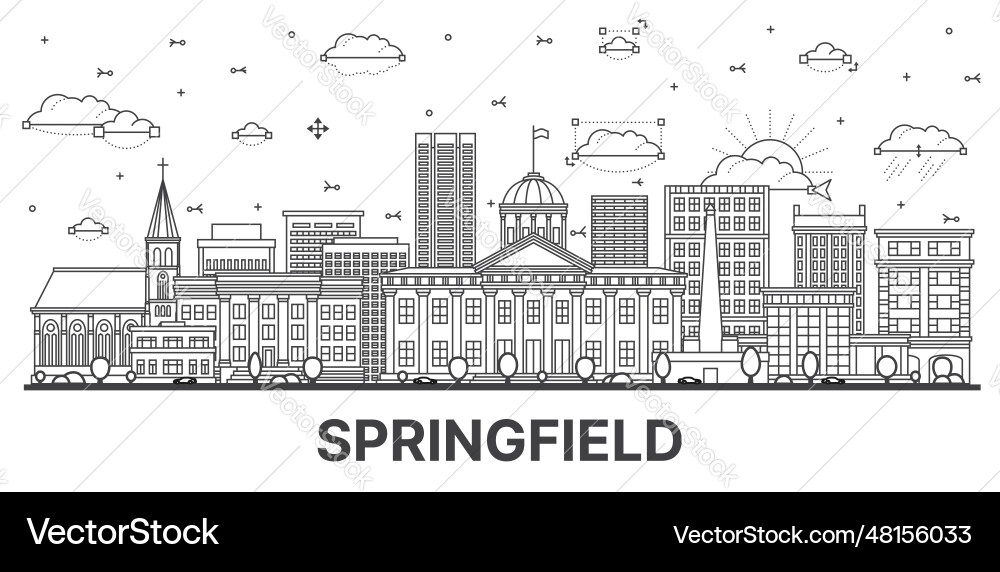 Outline springfield illinois city skyline Vector Image