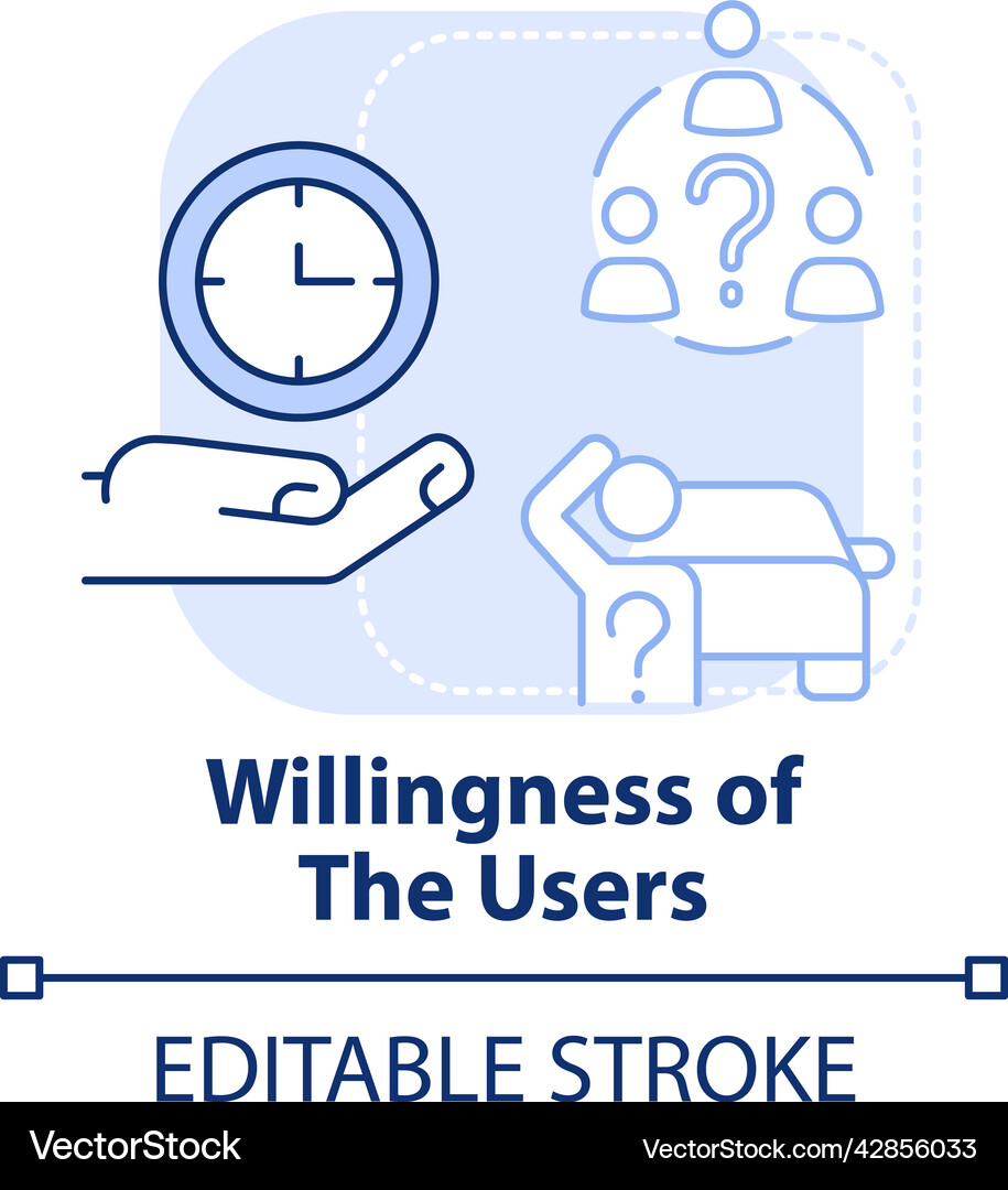 Willingness of users light blue concept icon Vector Image