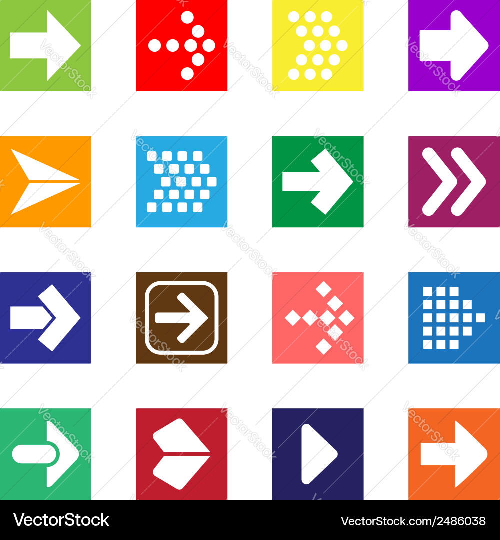 Arrow sign icon set isolated on white background Vector Image