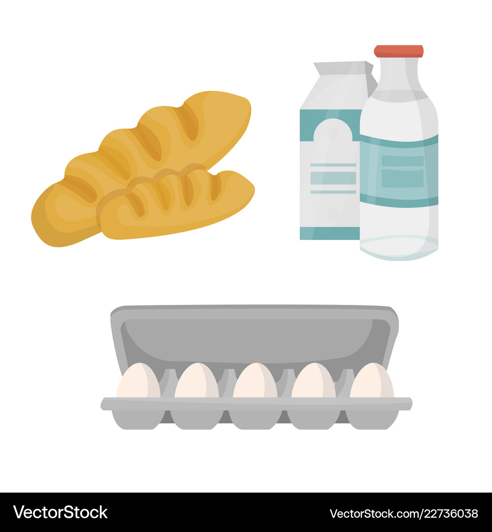 Bread milk and package of eggs Royalty Free Vector Image
