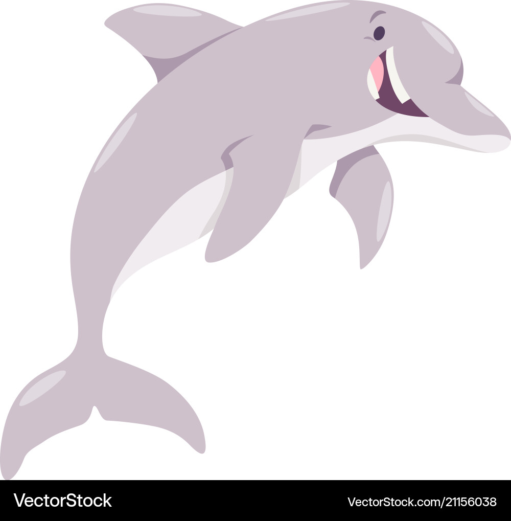 Cartoon dolphin animal character Royalty Free Vector Image