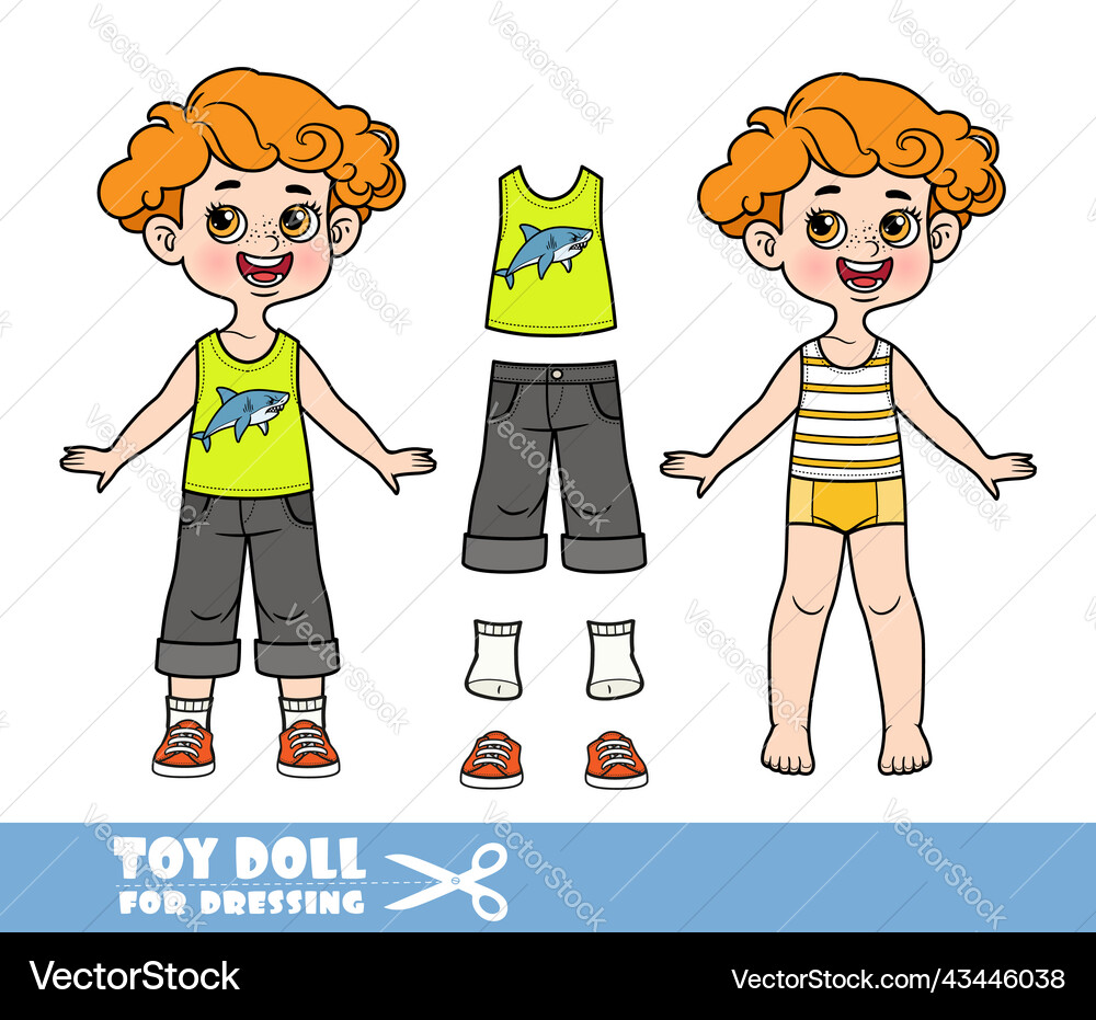 Cartoon redhaired boy dressed and clothes Vector Image