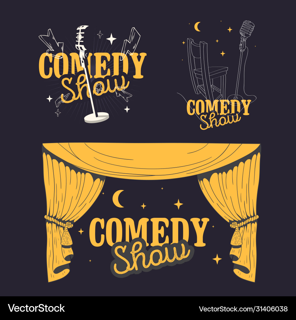 Comedy show comedian hand lettering Royalty Free Vector