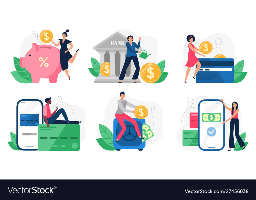 Digital banking bank transactions credit card Vector Image Digital banking bank transactions credit card Vector Image