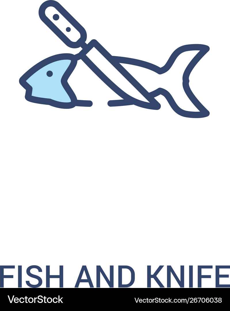 Fish and knife concept 2 colored icon simple line Vector Image