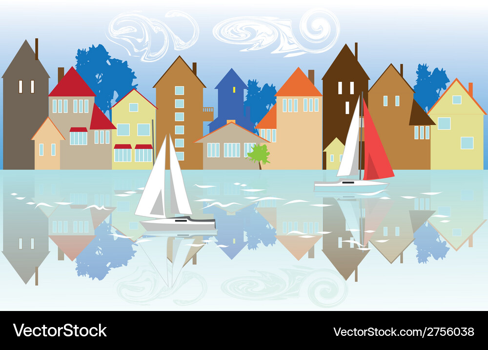 Houses on the waterfront Royalty Free Vector Image