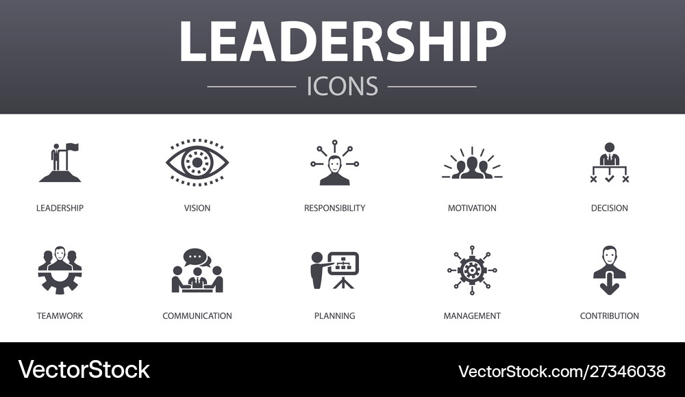 Leadership Concept Icons - Team & Strategy Vector Image