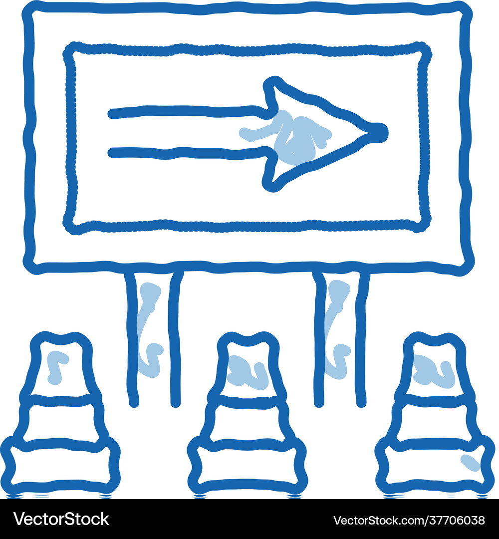 Road mark show direction doodle icon hand drawn Vector Image